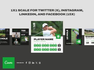 15x Golf Club Social Media Square Templates (Canva) - Tails Creative