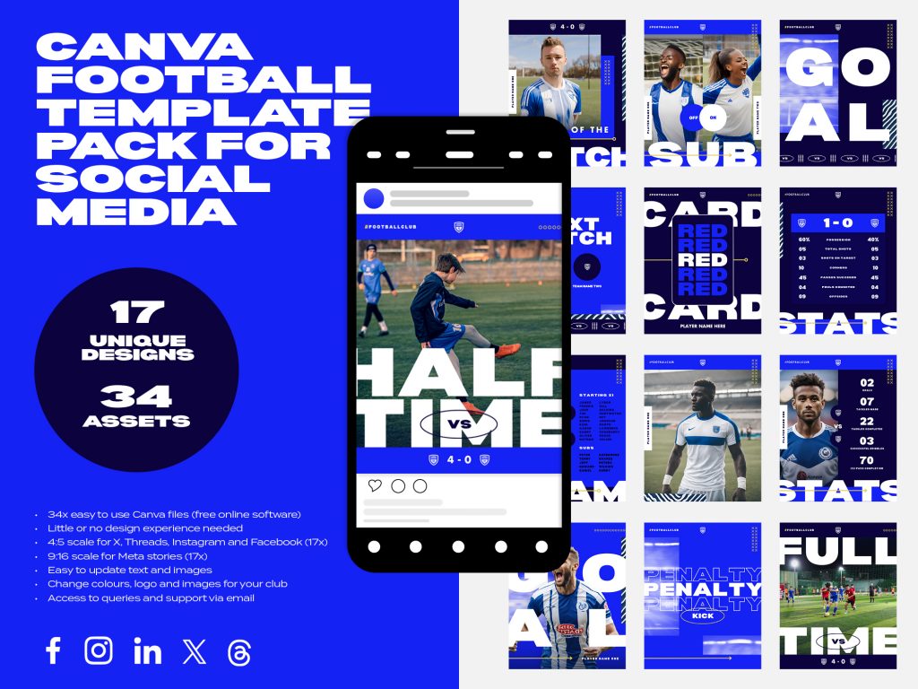 34x Canva Football Templates for Social Media - Tails Creative