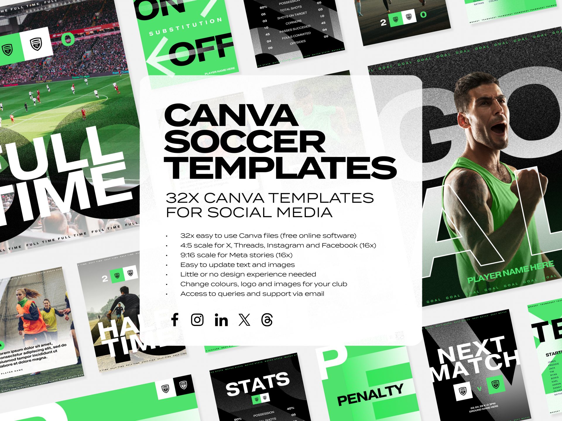34x Canva Football Templates for Social Media - Tails Creative